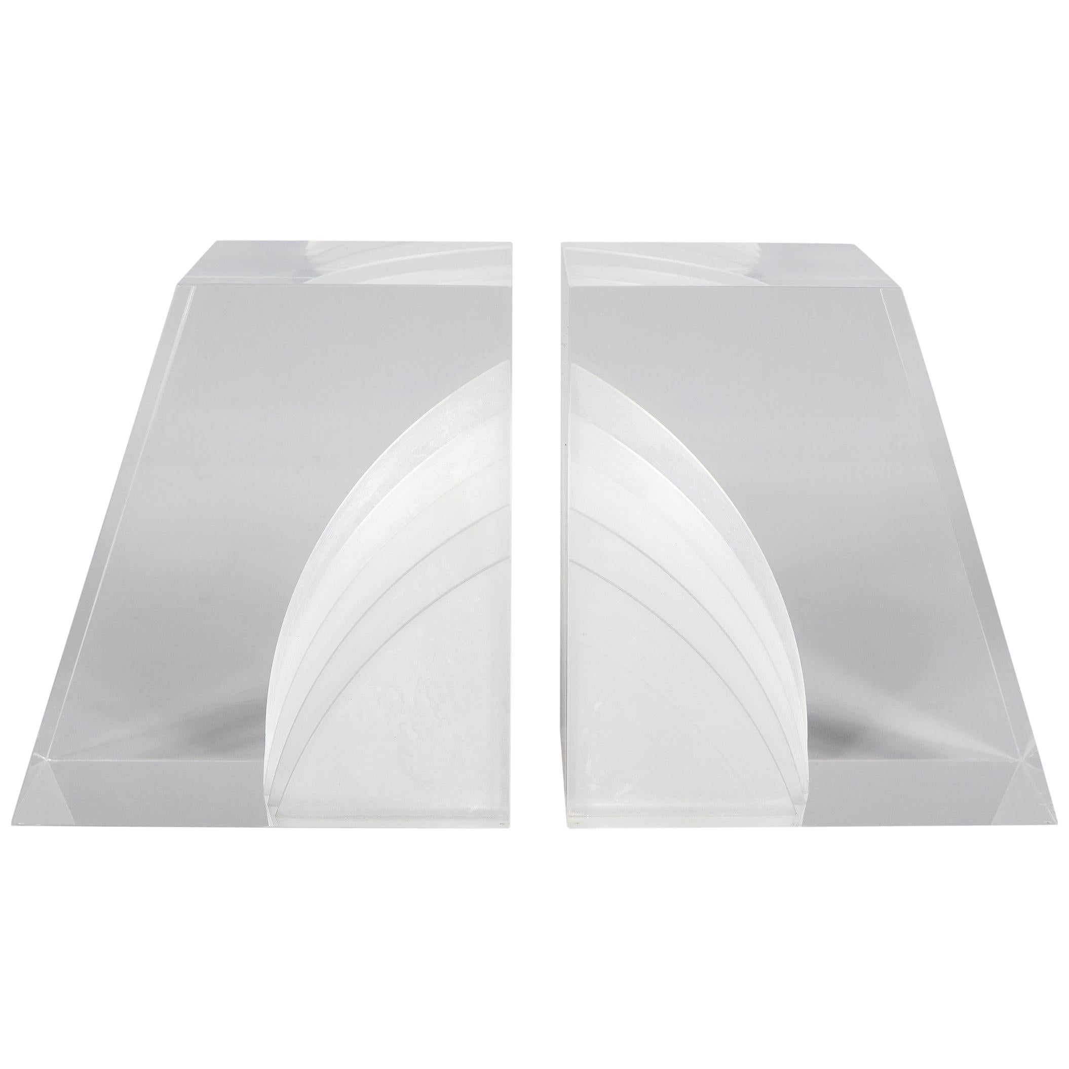 Pair of Modern Acrylic Lucite Bookends at 1stDibs