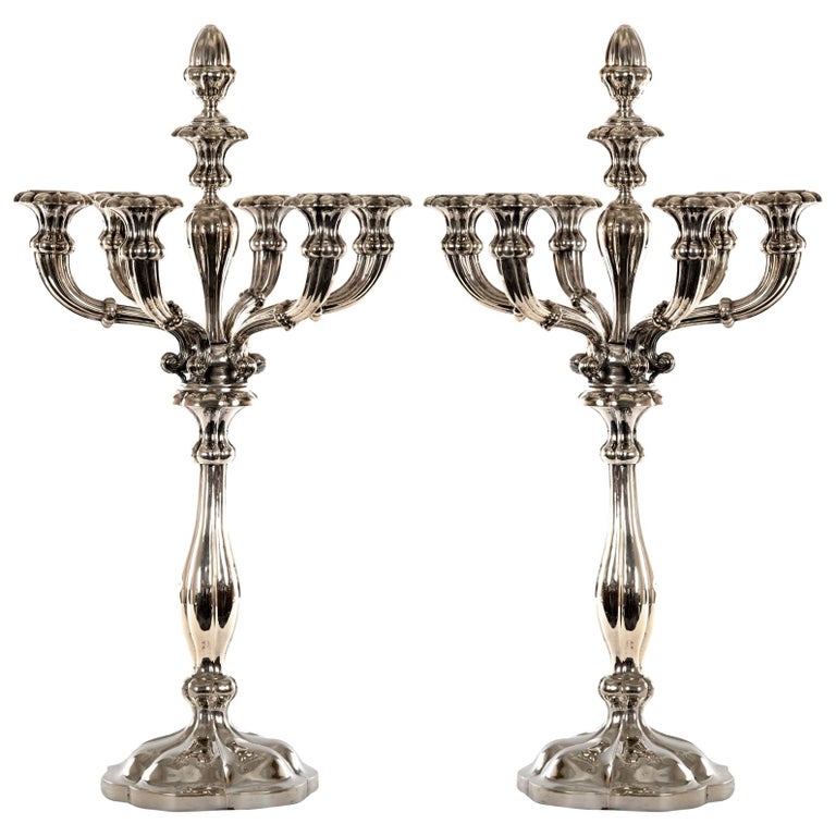 Pair of Silver Tiffany Six-Light Candelabra at 1stDibs