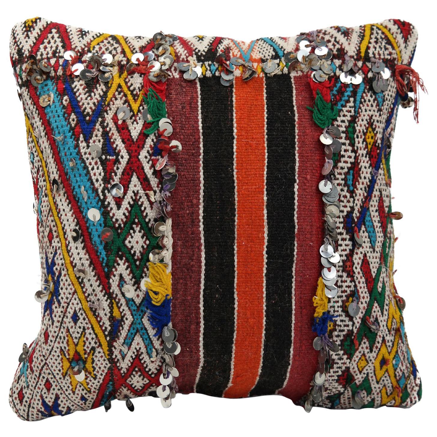 Moroccan Kilim Pillow Morocco Colord Cushion For Sale at 1stDibs