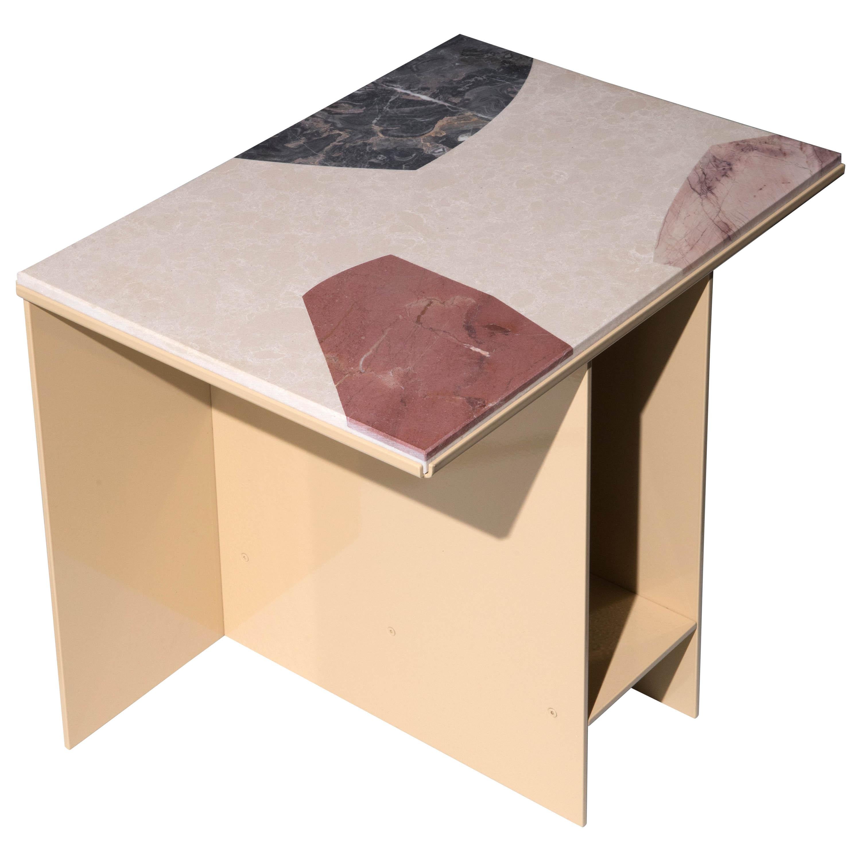 Contemporary Uniform Aluminium Side Table Deep Rust Red and Cut-Out ...
