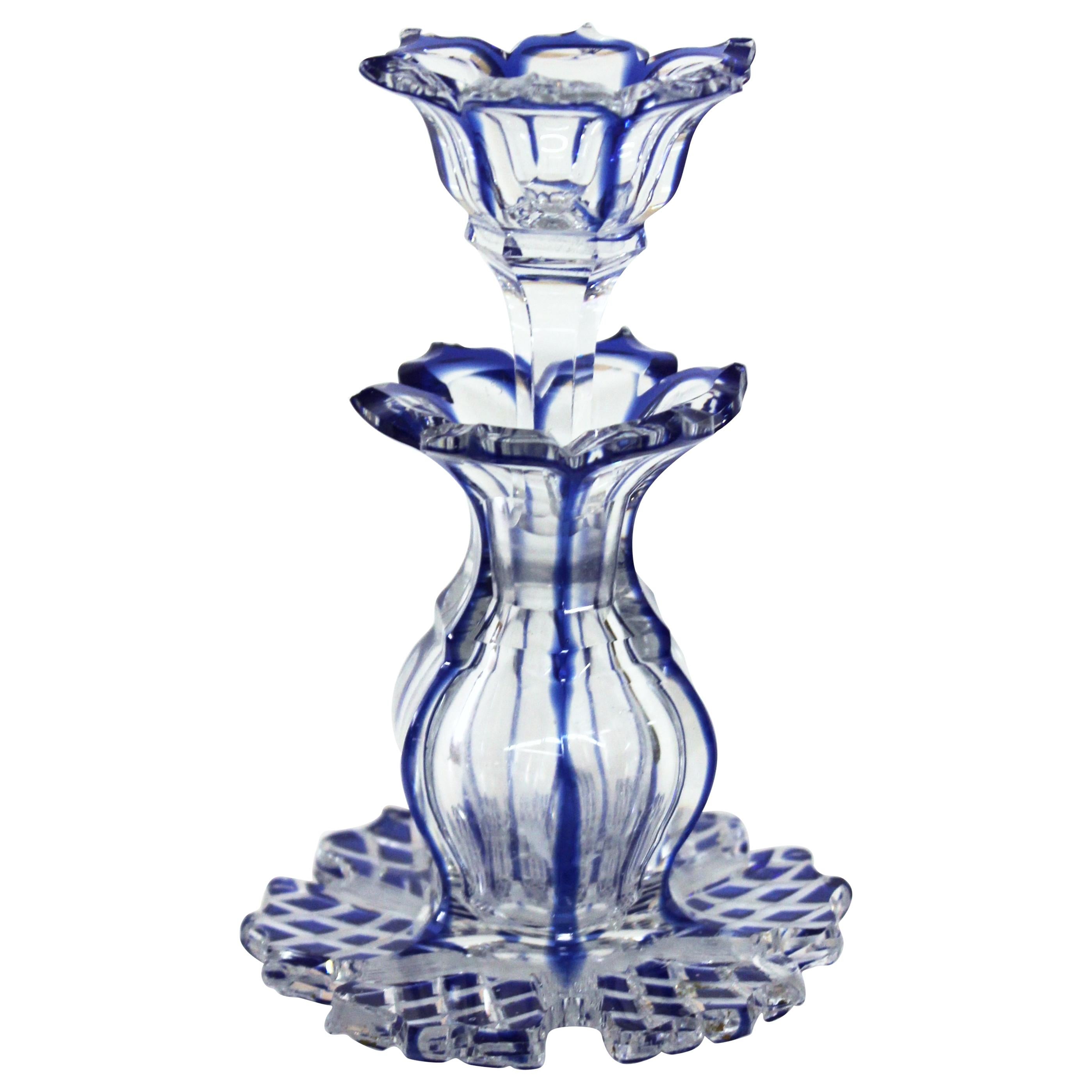 Antique Cobalt "Cut to Clear" Overlay Crystal Scent Bottle at 1stDibs