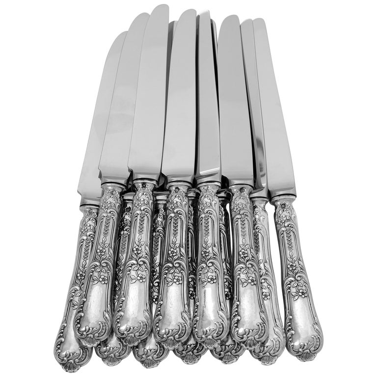 Boulenger French Sterling Silver Dinner Knife Set 12 Piece New ...