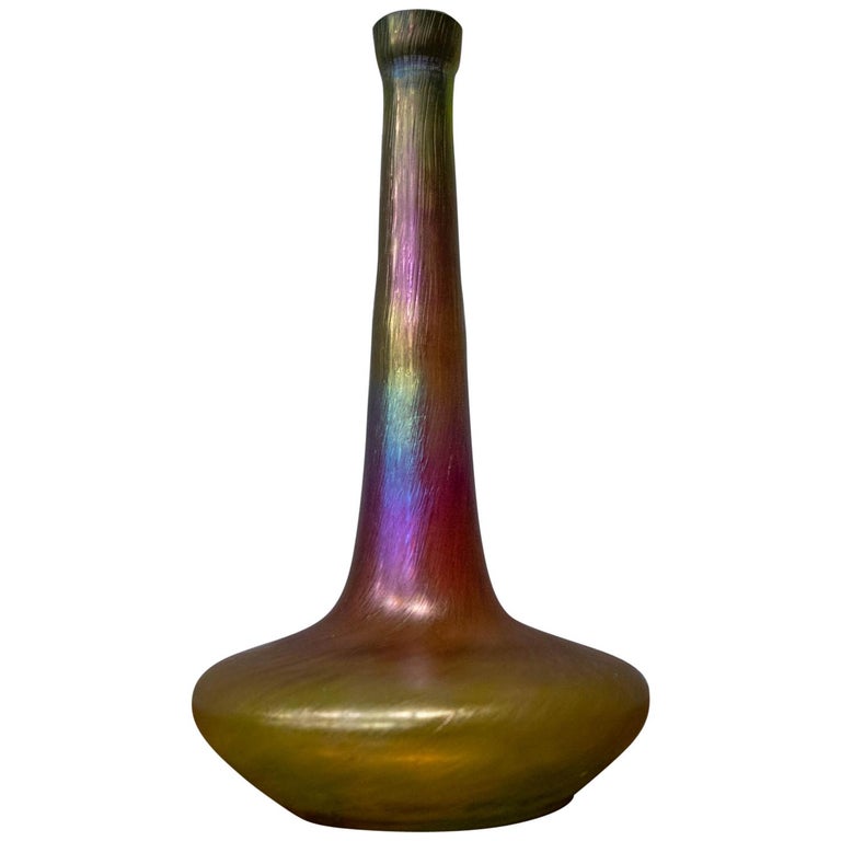 Vase in Loetz Style, Twisted Glass, circa 1910 at 1stDibs