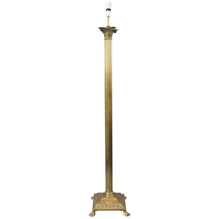 Heavy Vintage Brass Corinthian Column Standard Lamp at 1stDibs