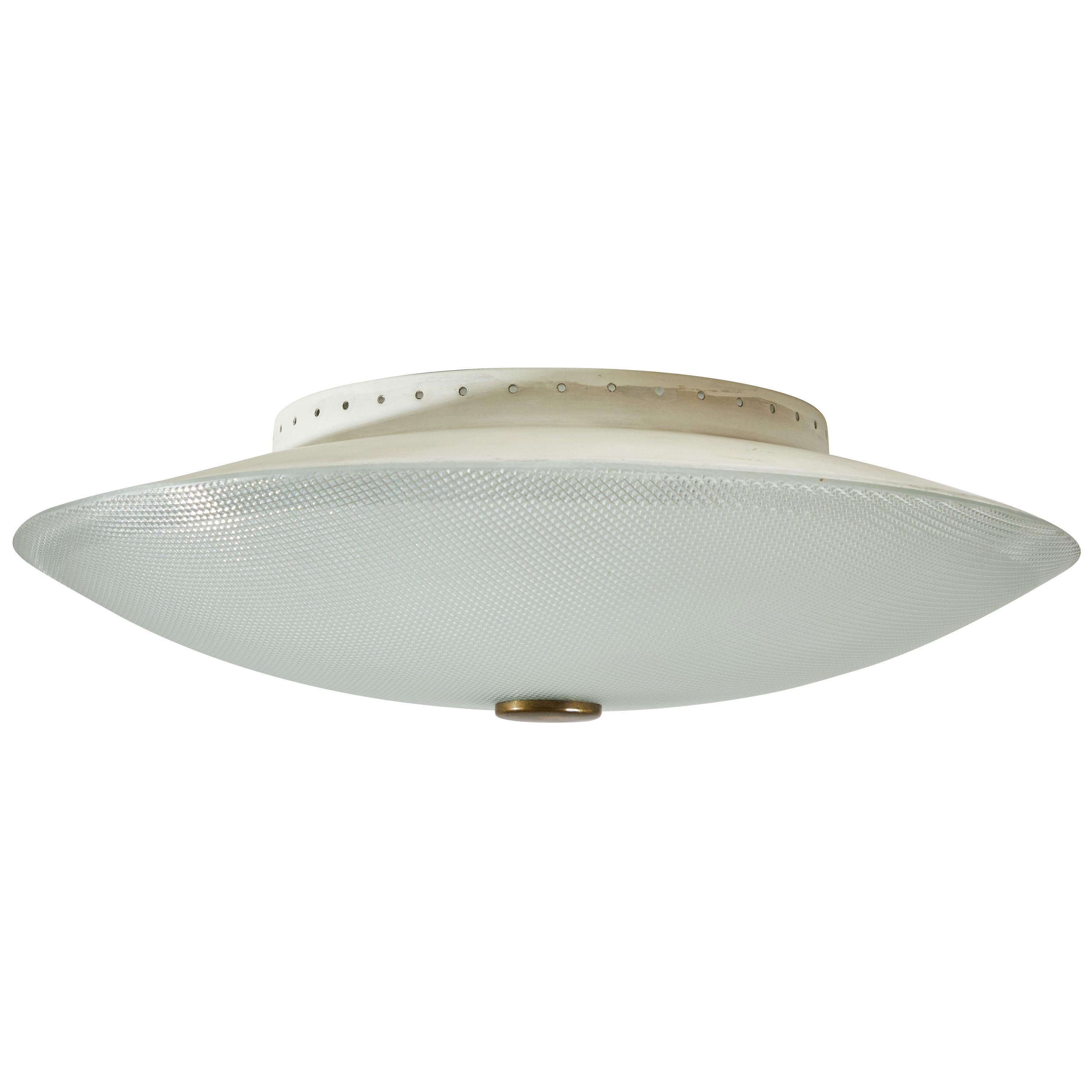 Surface, A Flush Mount Ceiling Light in White Porcelain and Brushed ...
