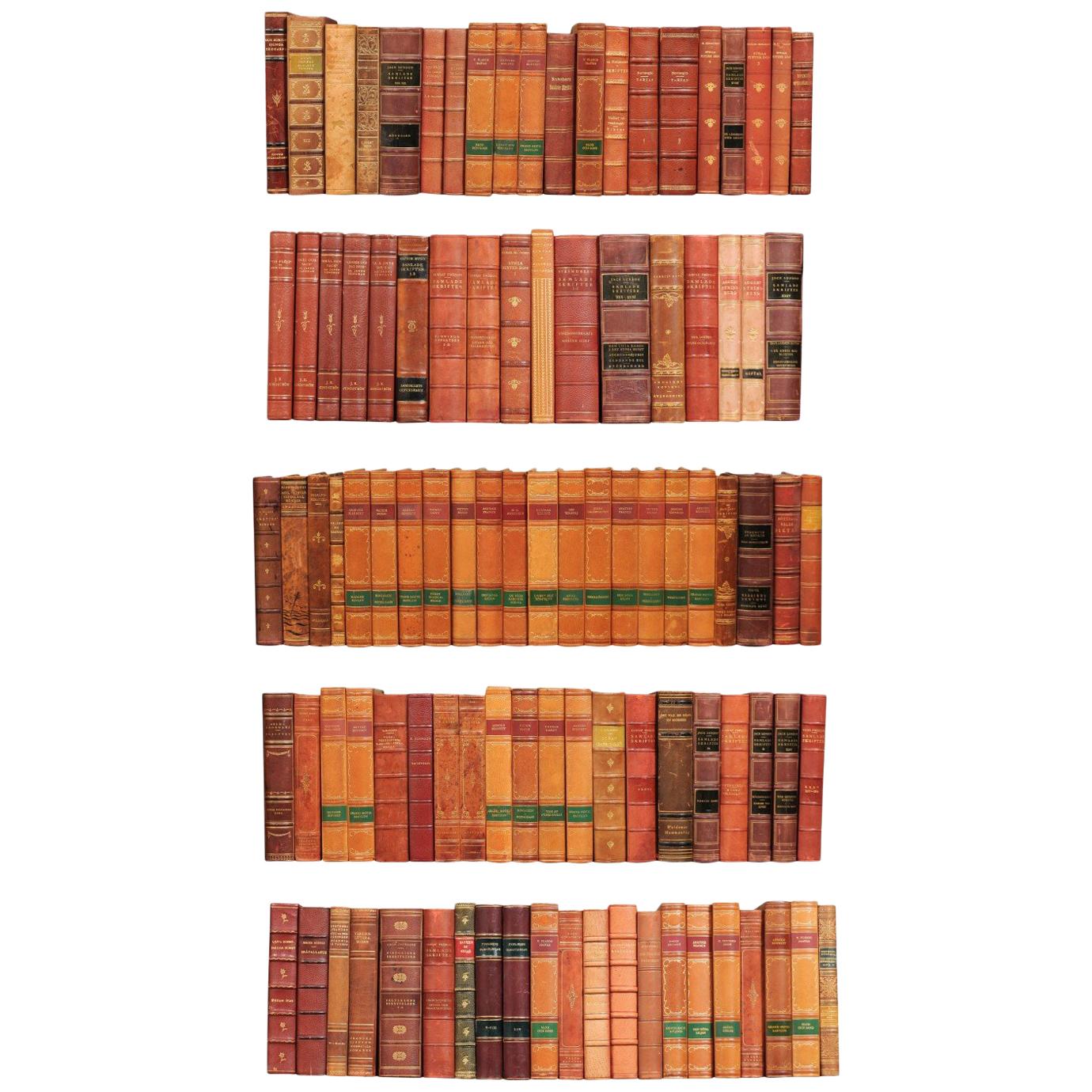 Attractive Collection of 100 Antique Swedish Leather-Bound Books at 1stDibs