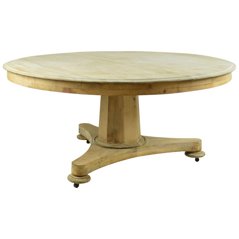 Large Antique Round Bleached Mahogany and Pine Coffee Table at 1stDibs ...