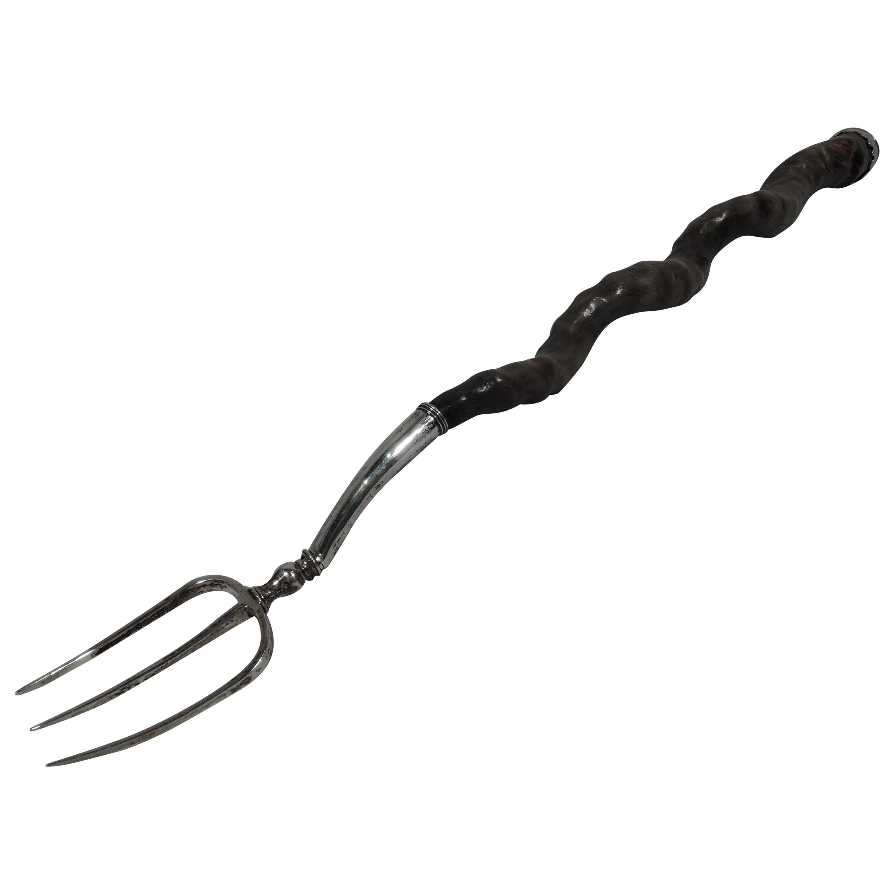 Antique English Georgian Sterling Silver and Horn Toasting Fork For ...