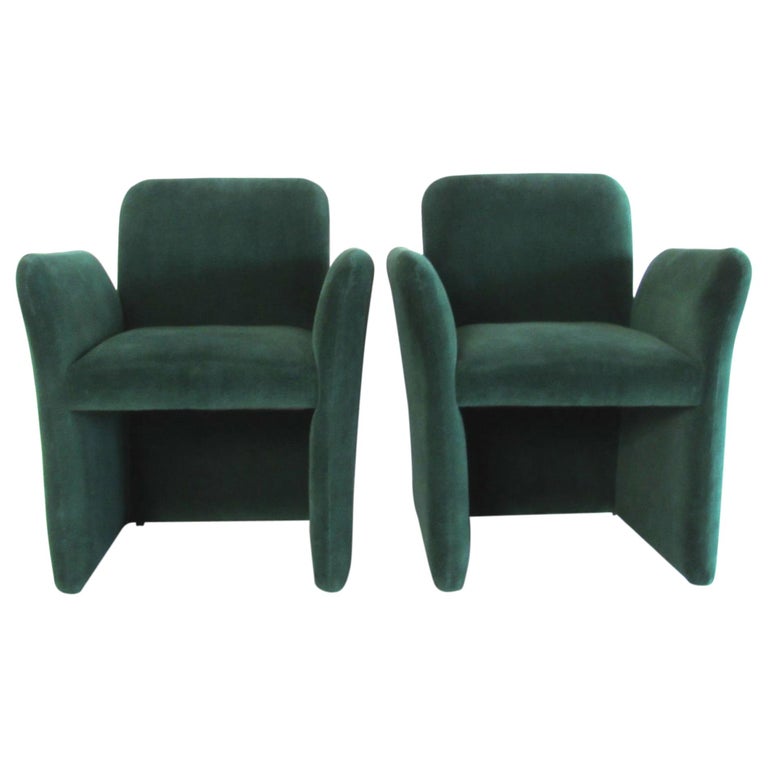 Pair of Emerald Green Velvet Upholstered Armchairs by Leon Rosen for ...