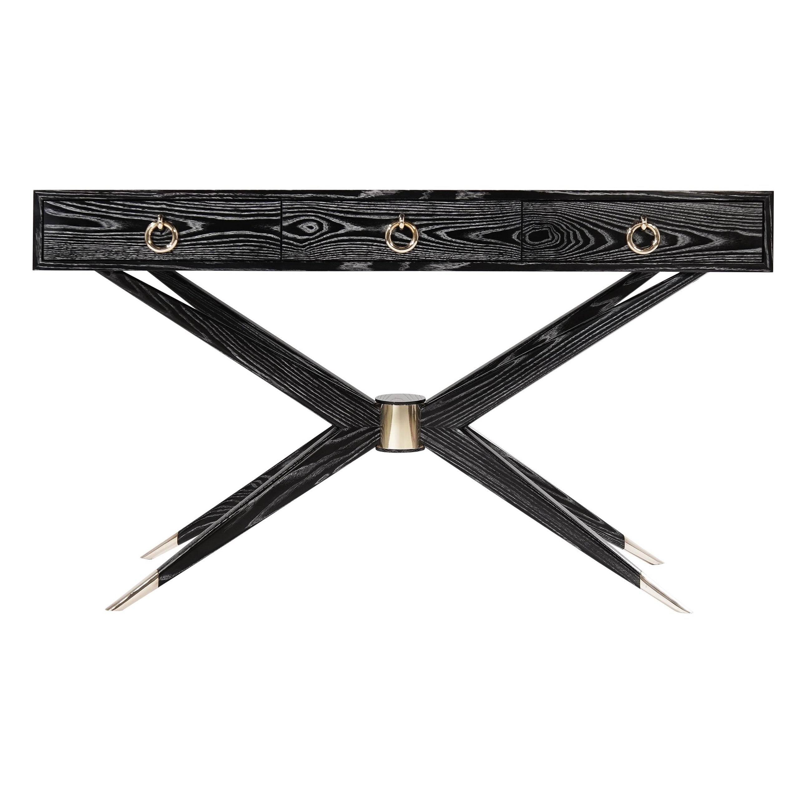 Luma Design Workshop Strap Console Table in Black Metal and Dark ...