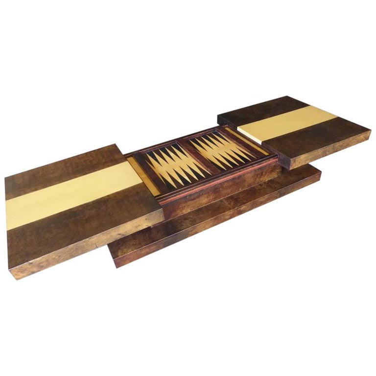 Aldo Tura Backgammon Coffee Table/Games Table, 1970s at 1stDibs