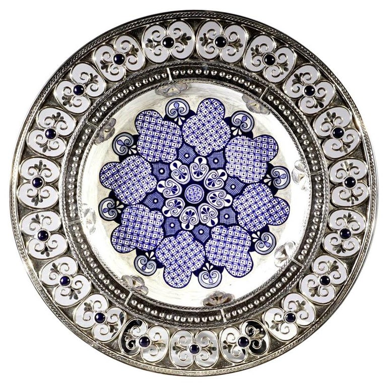 Ceramic and White Metal 'Alpaca' Plate at 1stDibs