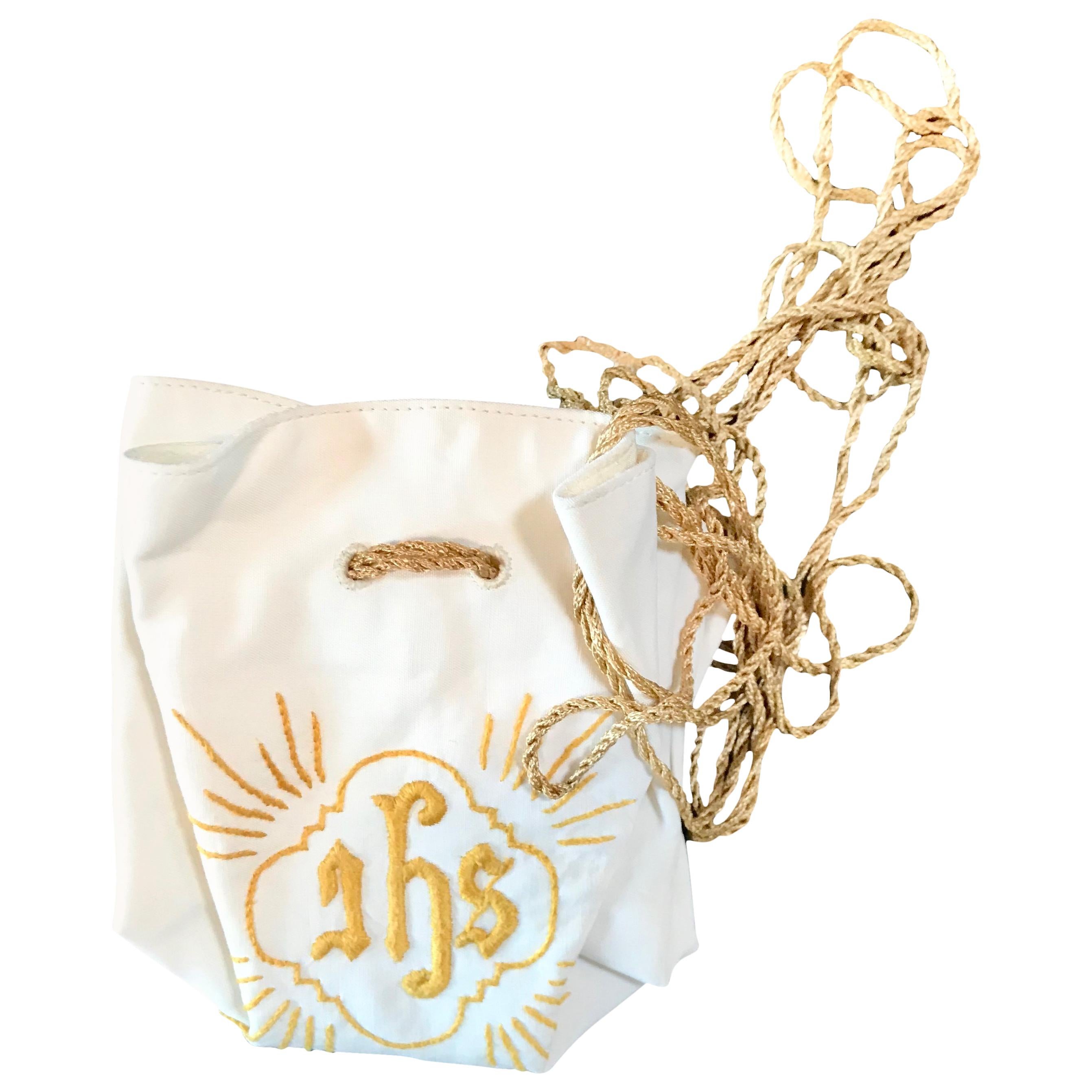 Belgian Embroidered Linen Burse or Pyx Bag Used to Carry The Communion ...