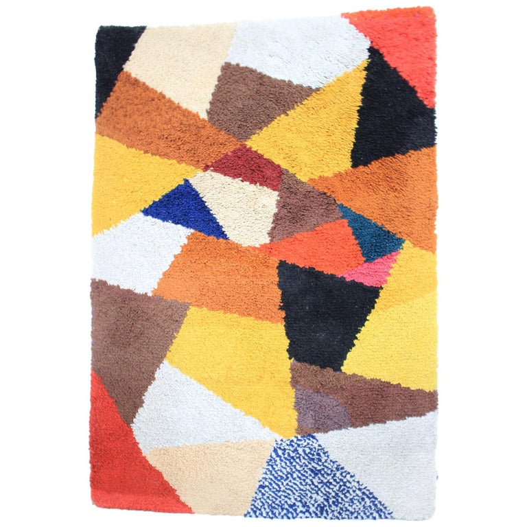 Midcentury Geometric Carpet, Rug, Denmark, 1960s at 1stDibs