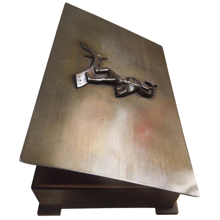 Art Deco Disko Metal Cigar Box with Motif' by N. Dam Ravn, Denmark ...