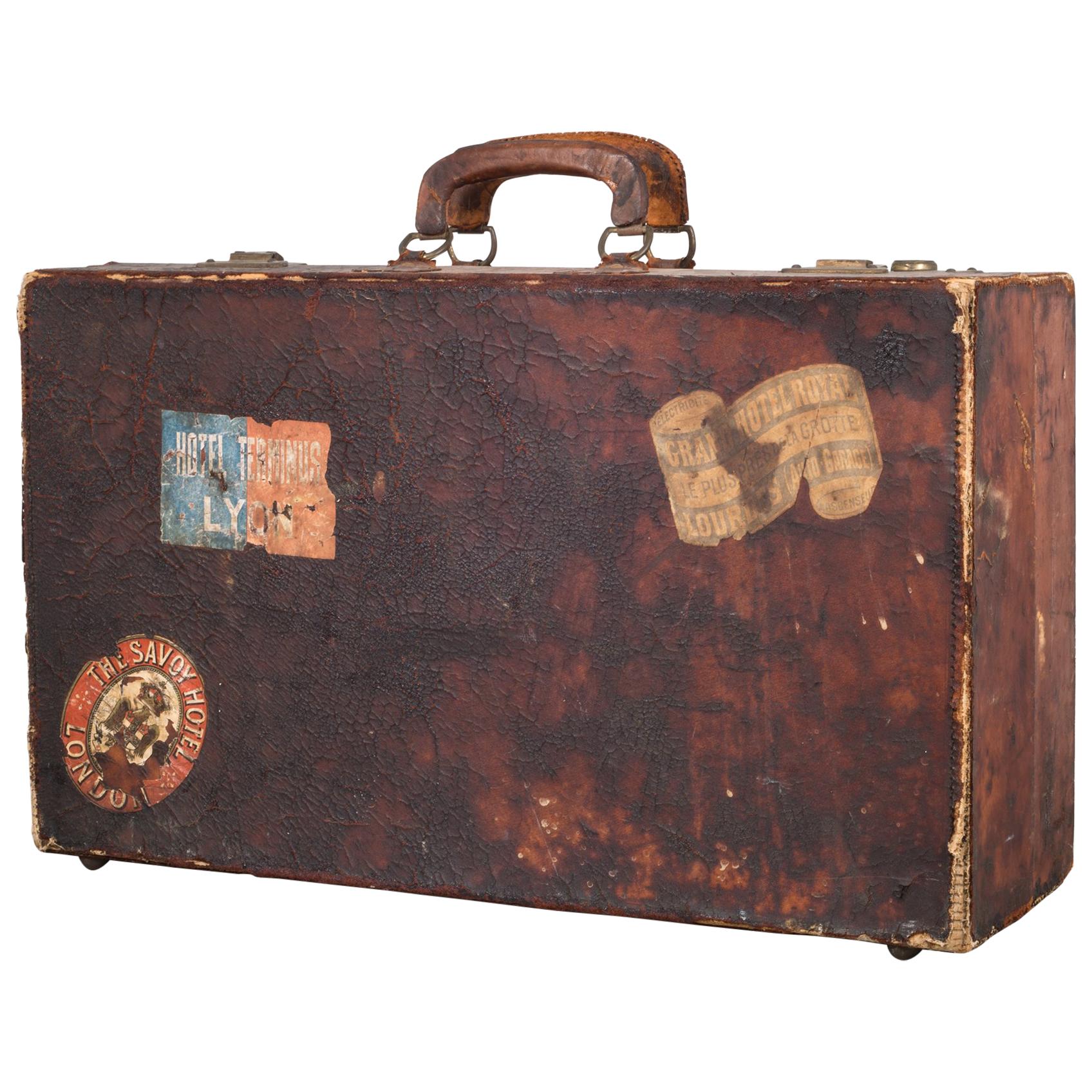 Early 20th Century Distressed Leather Suitcase, circa 1920 For Sale at ...