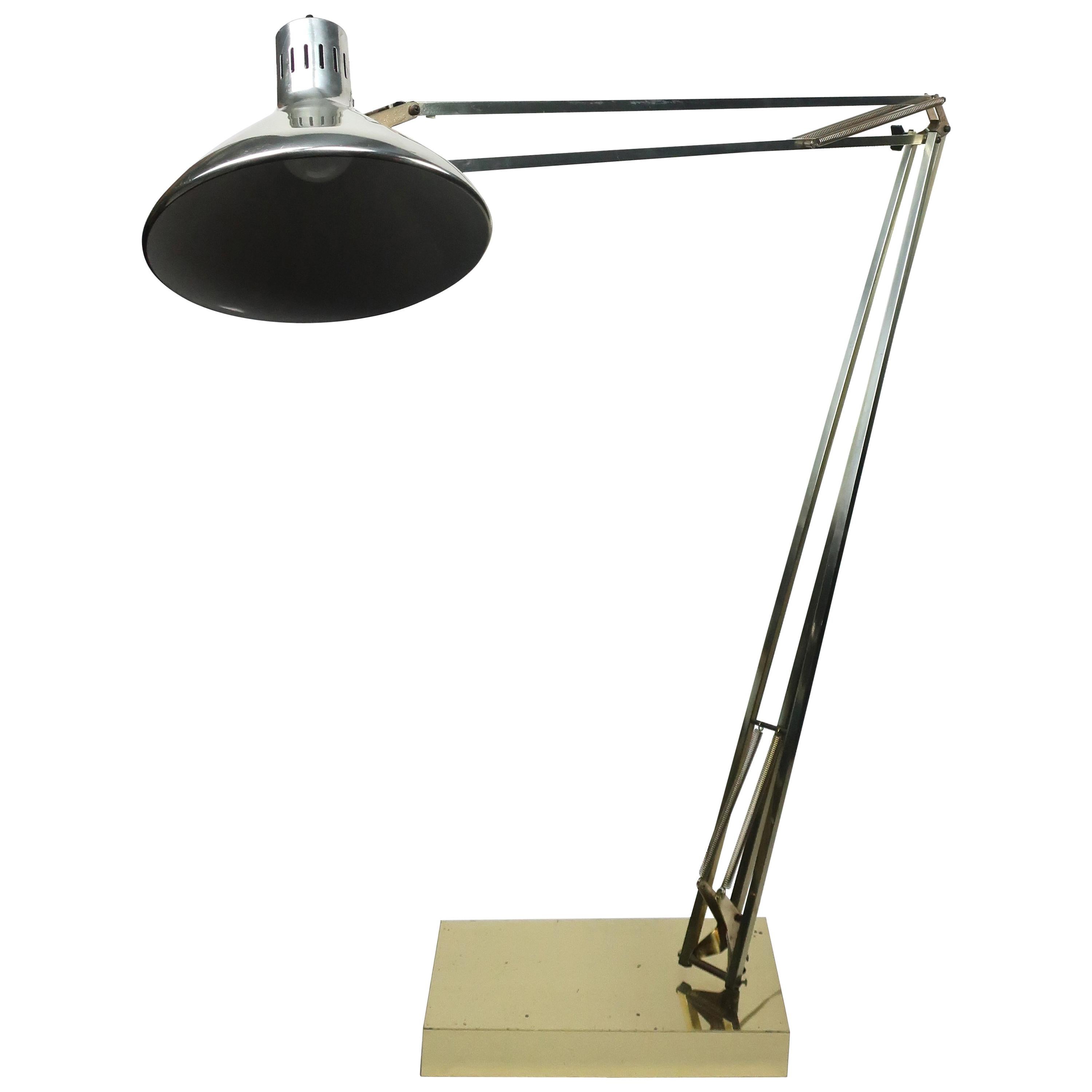 Vintage Brass Floor Drafting Lamp For Sale at 1stDibs | drafting floor lamp