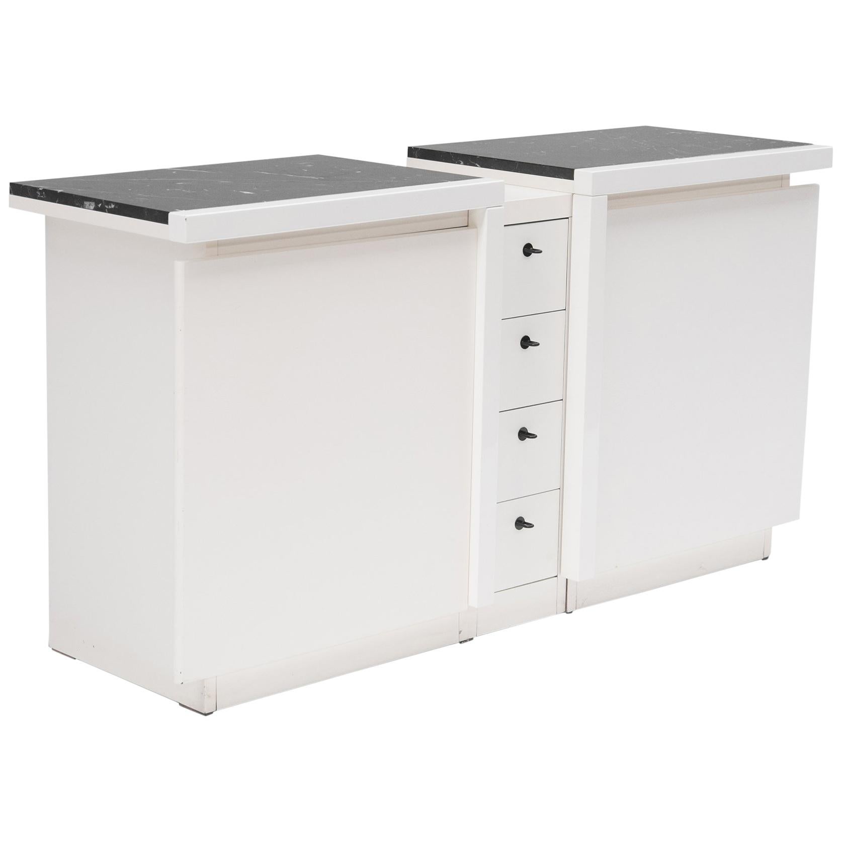 Modernist White Case Piece with Black Marble Top Huib Hoste Style at ...