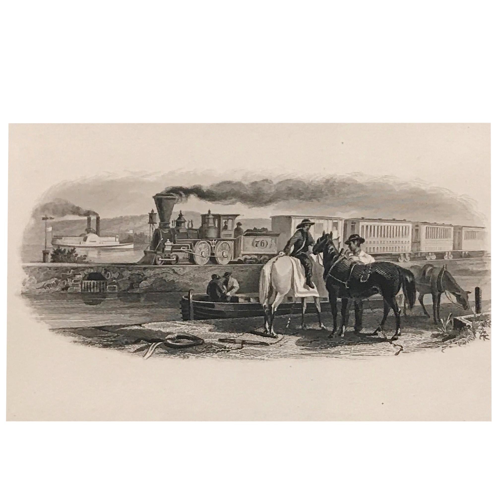 Prob. Proof of an American Bank Note, Railroad with Steamboat, circa ...