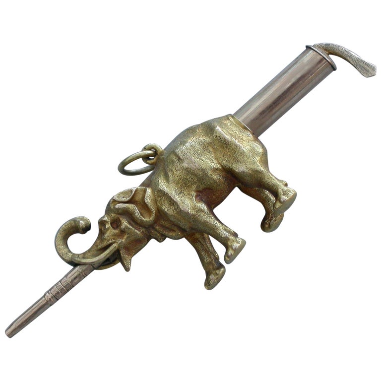 Victorian Novelty Gold Elephant Propelling Pencil Unmarkeda, circa 1880 ...