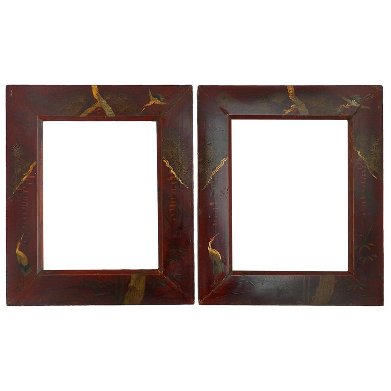 Pair of Picture Frames Chinoiserie Laquer, 20th Century For Sale at 1stDibs
