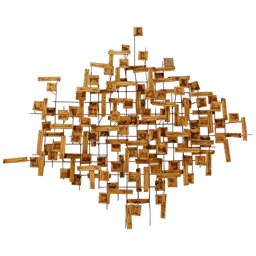 Mid-Century Modern Abstract Metal Wall Art or Sculpture in Brass and ...