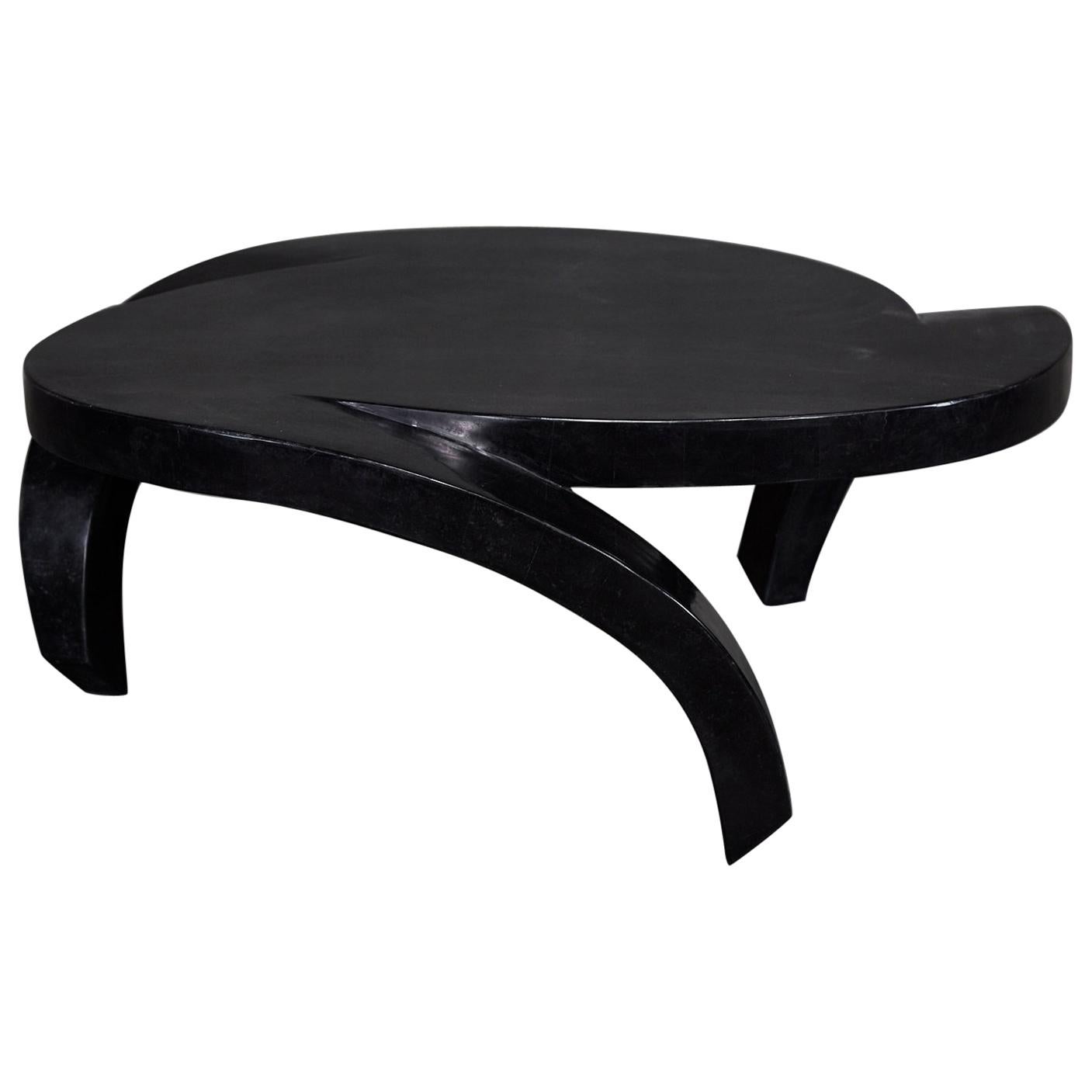Postmodern Tessellated Black Stone "Hurricane" Cocktail or Coffee Table ...