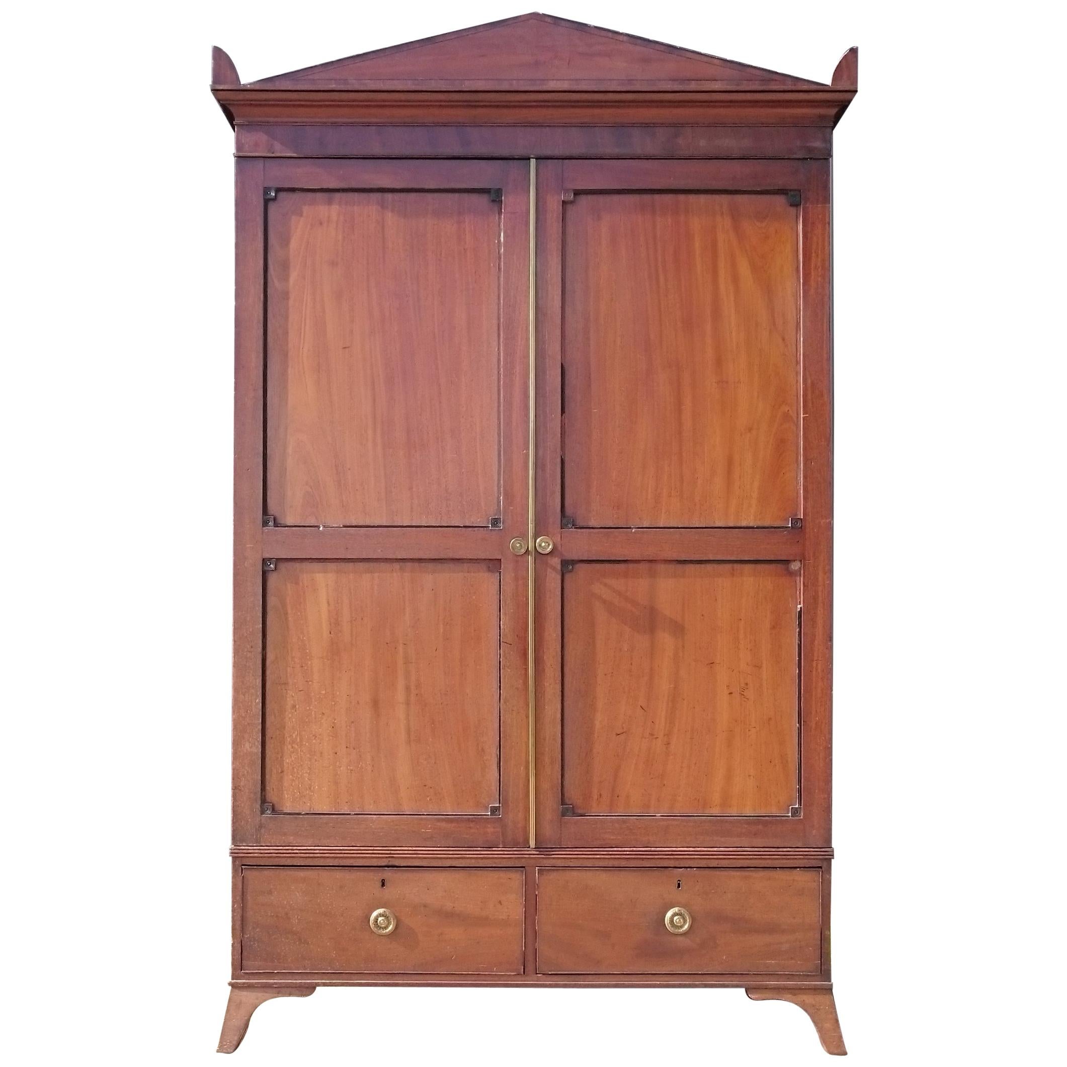 Early 19th Century Regency Mahogany Channel Islands Campaign Wardrobe ...