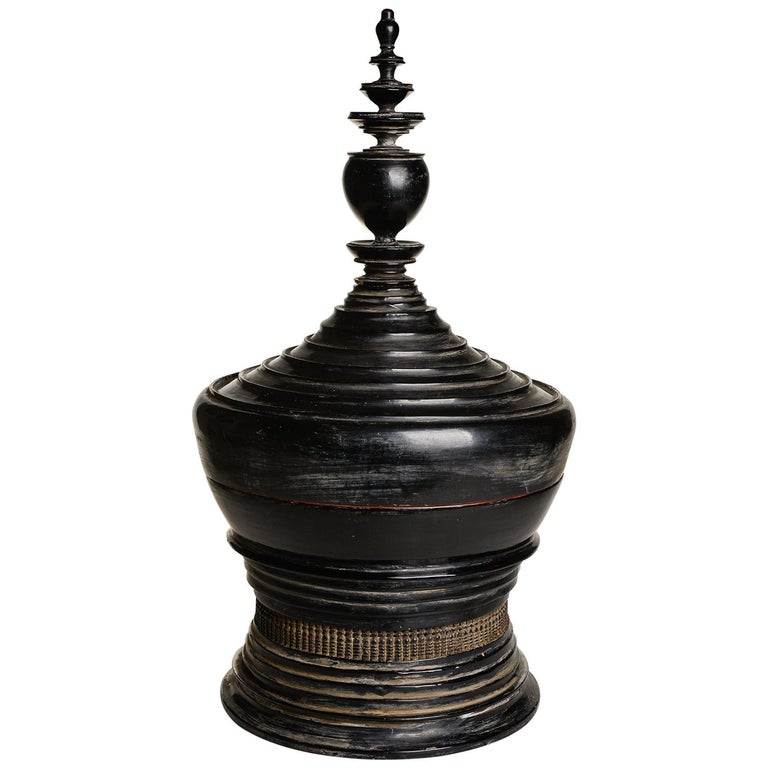 Burmese Black Lacquered Temple Offering Box at 1stDibs | temple ...
