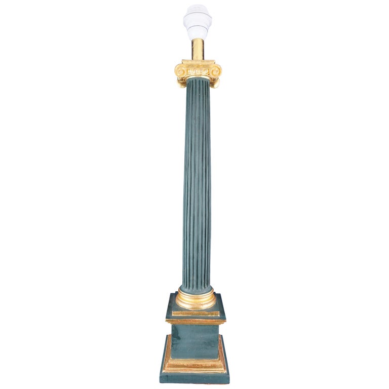 Leone Cei Empire-Style Ionic Column Lamp Base, Hand Carved, Gilded and ...