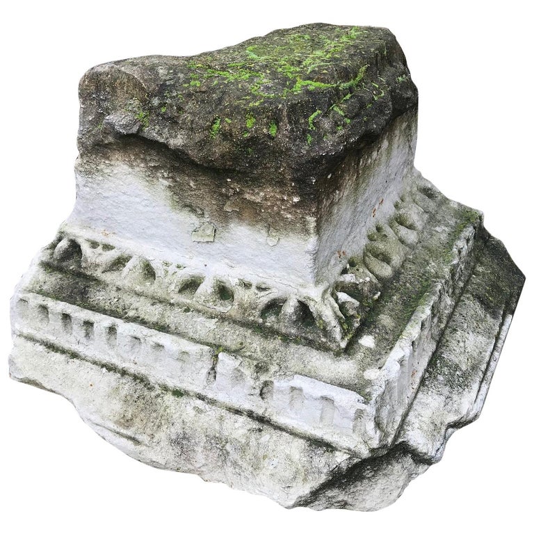 16th C. Hand Carved Capital Stone Base Architectural Element Sculpture ...