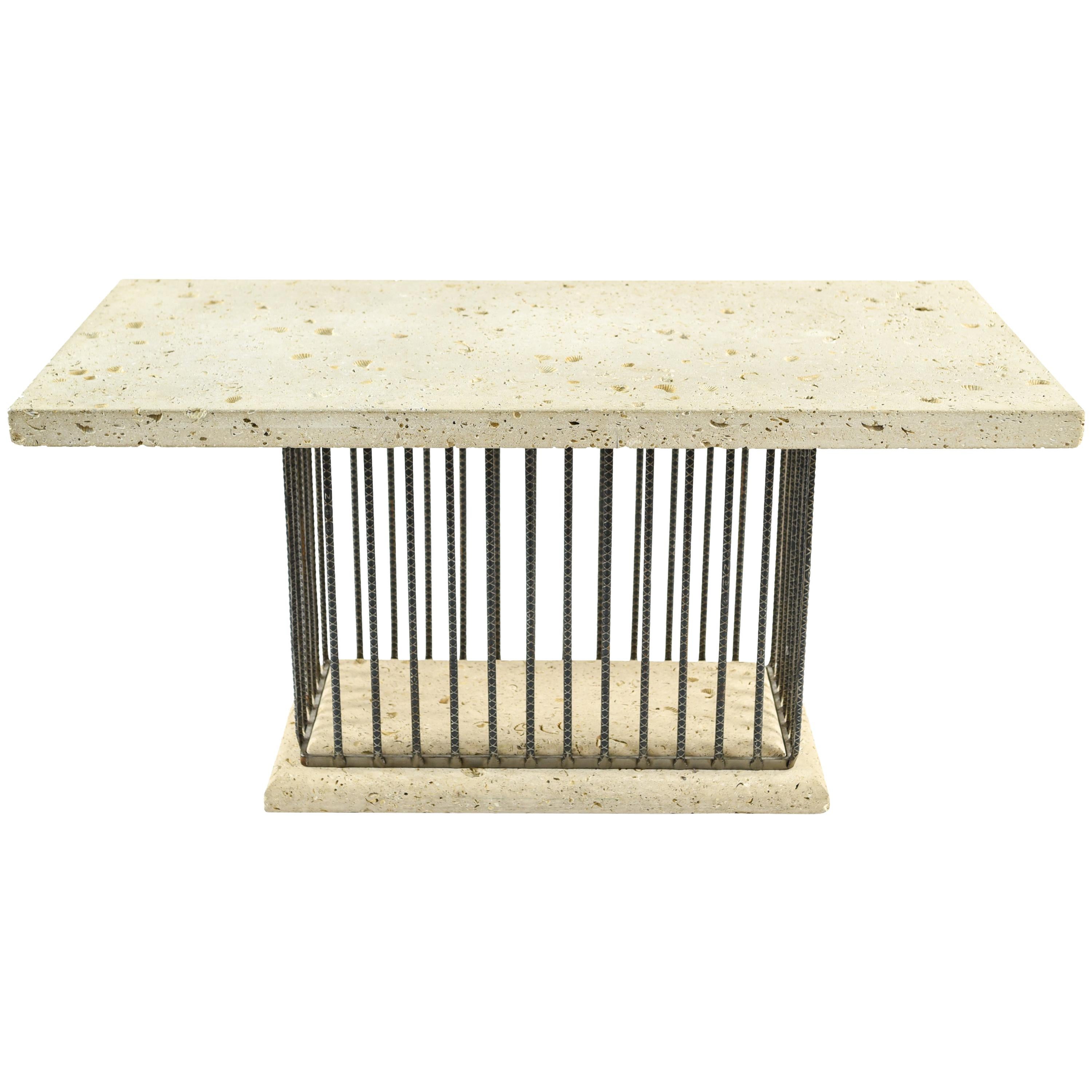 Fossil Embedded Stone and Rebar Table For Sale at 1stDibs