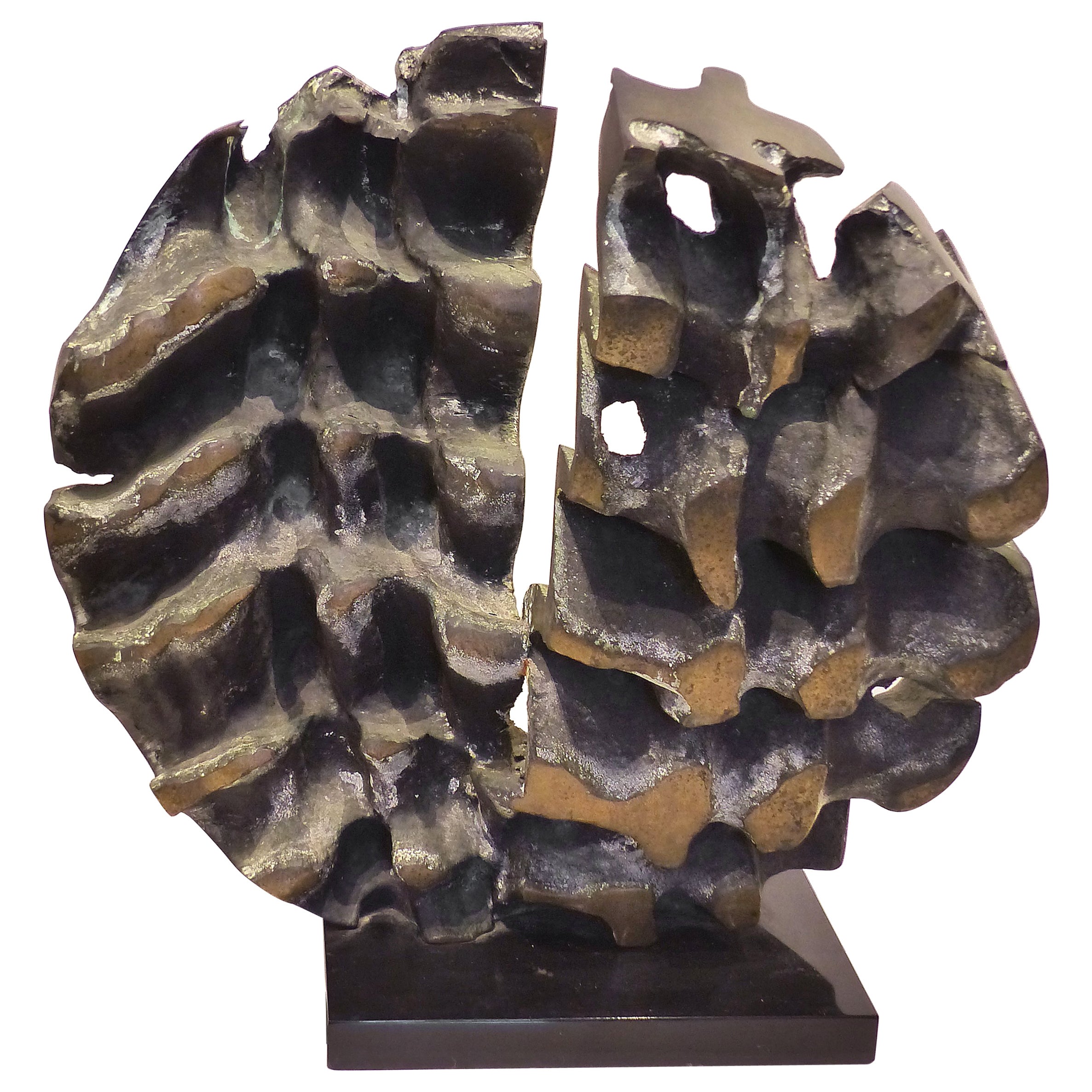1970s Brutalist Monolithic Bronze Owl Modernist Bird Form Abstract ...