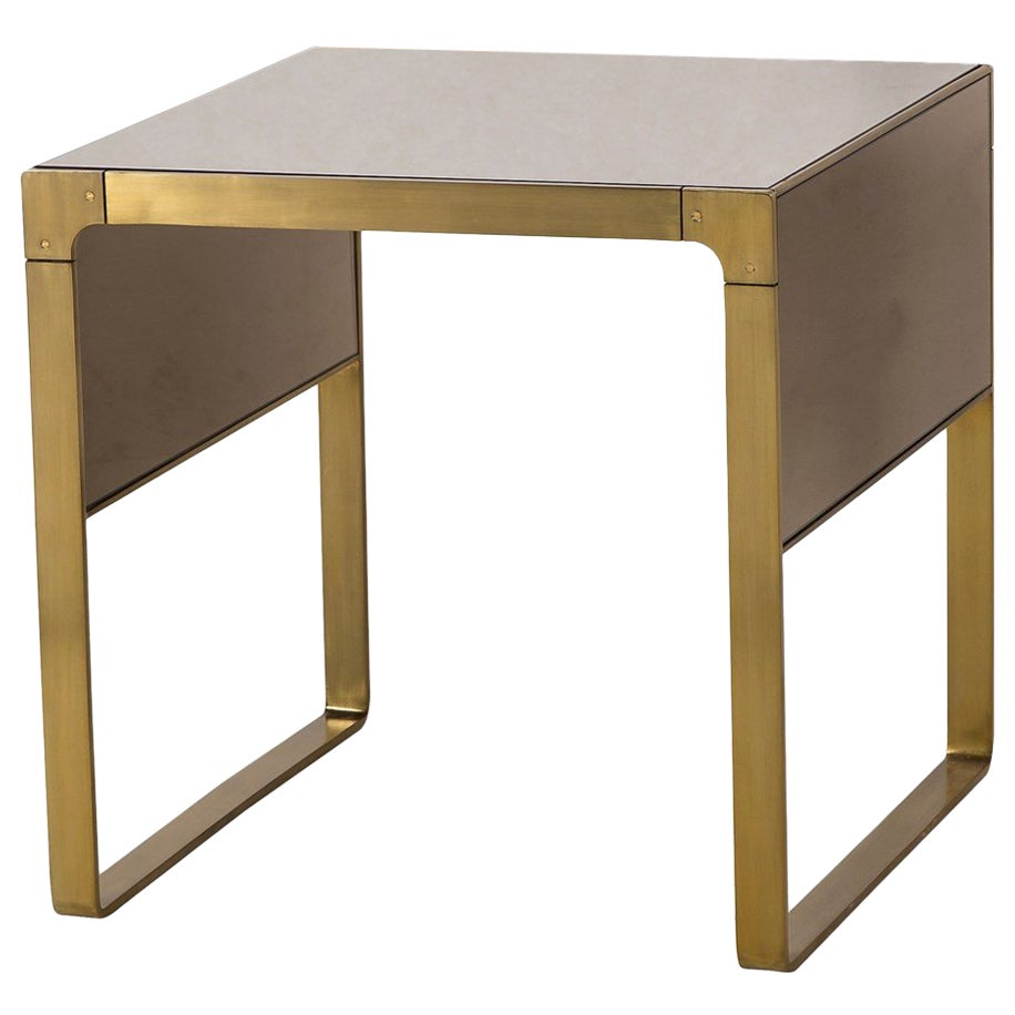 Sturdy Small Side Table in Satin Brass Finish For Sale at 1stDibs