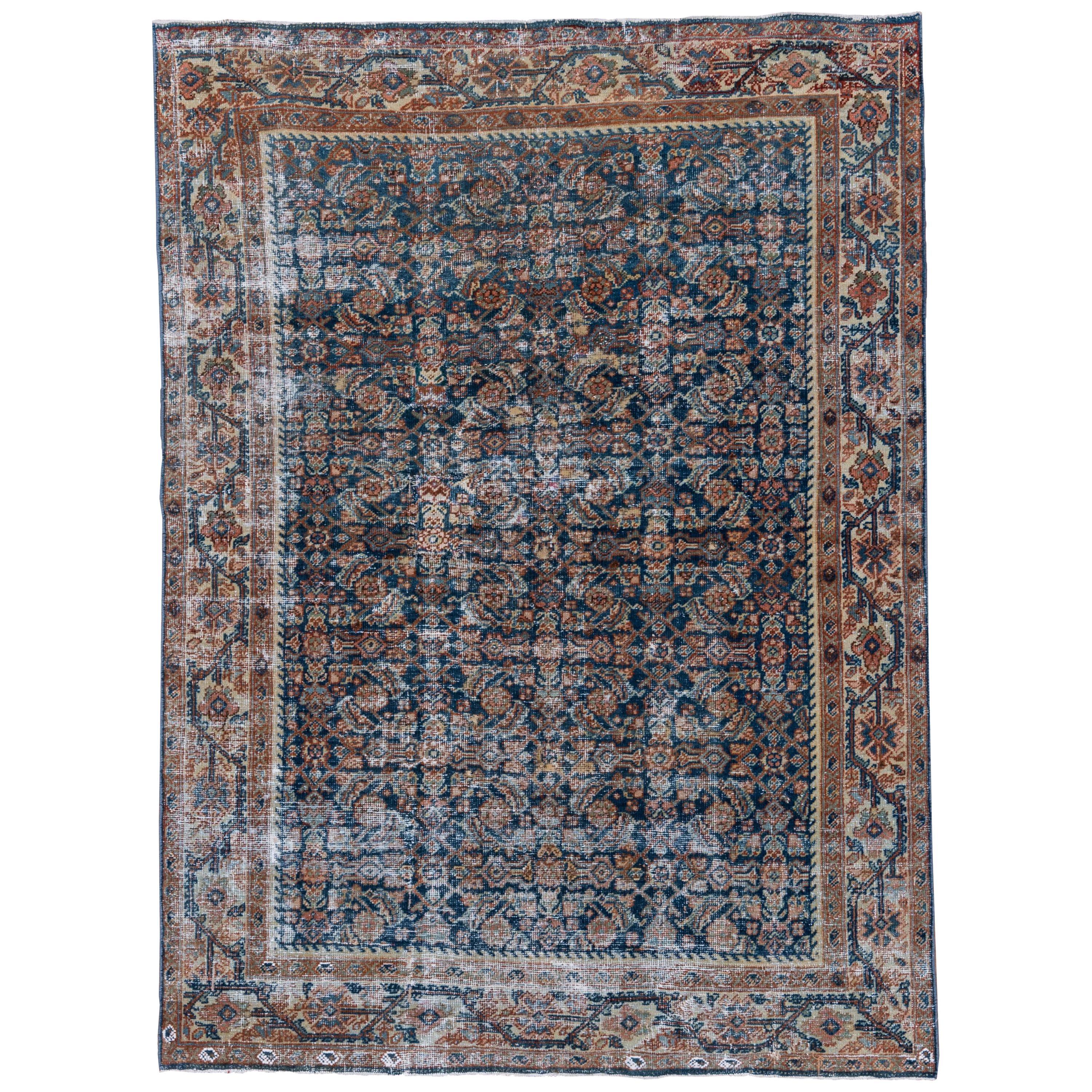 Tribal Persian Mahal Rug, Distressed, Herati Pattern at 1stDibs