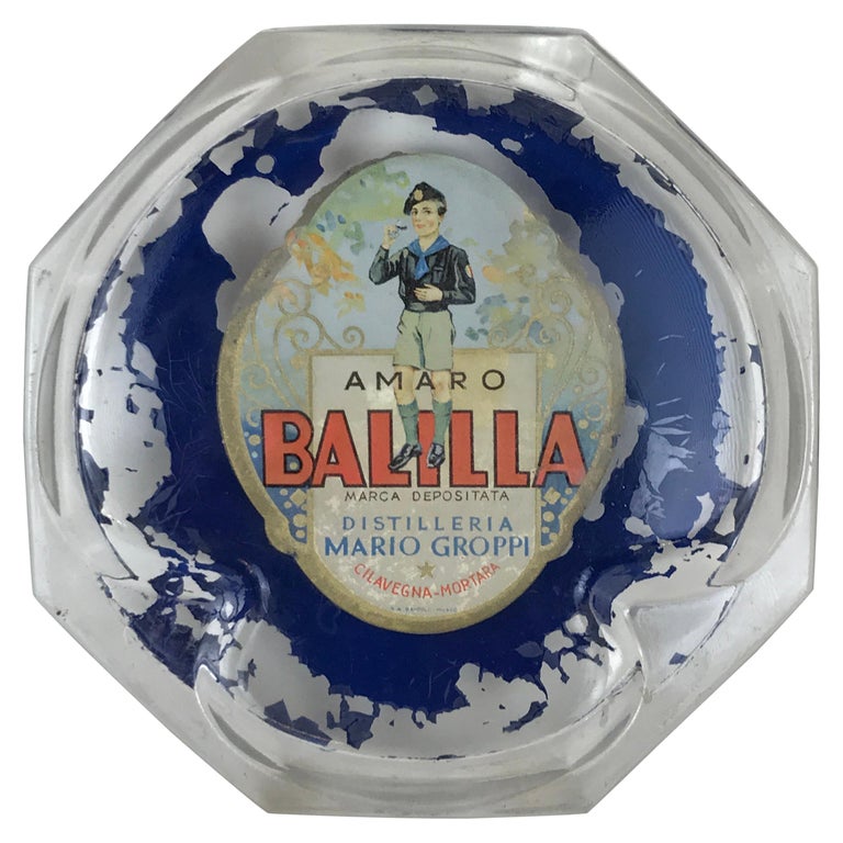 1930s Vintage Italian Advertising Amaro Balilla Glass Ashtray Made in ...