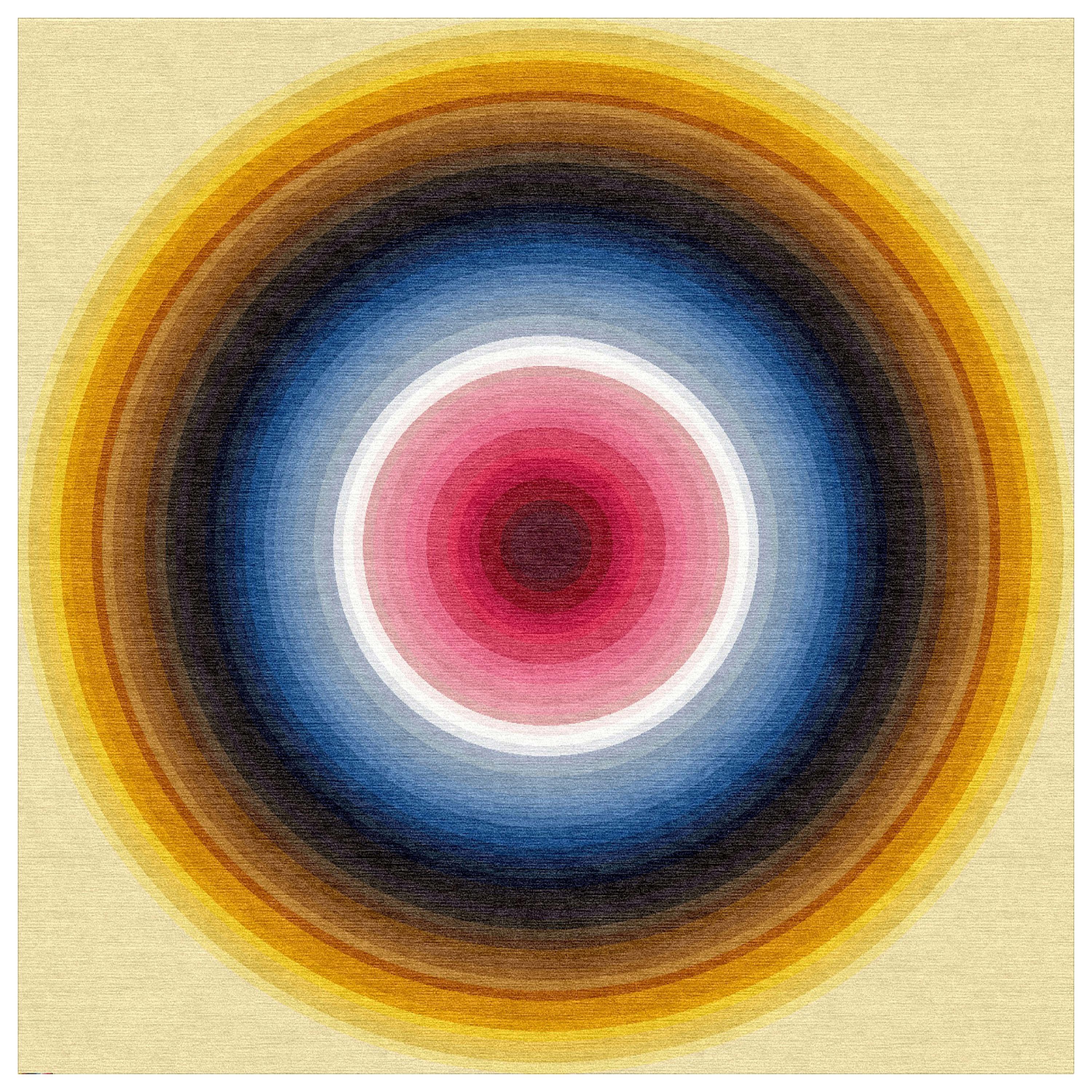 Color Wheel Tapestry or Carpet Yellow Base Blue Red Tibetan Wool ...