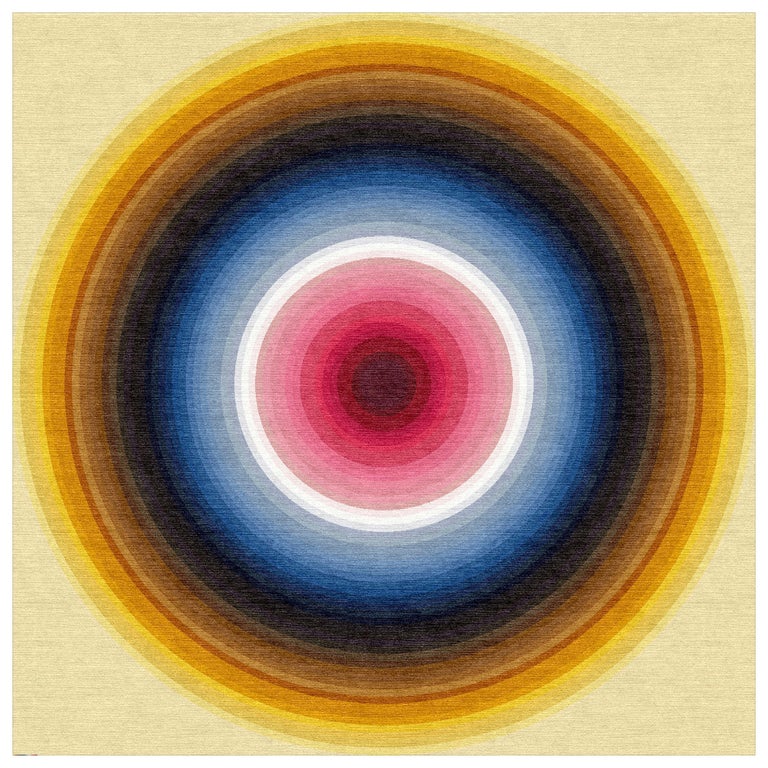 Color Wheel Tapestry or Carpet Yellow Base Blue Red Tibetan Wool ...