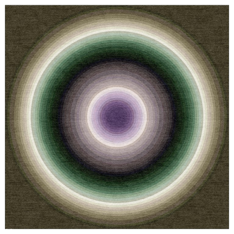 Color Wheel Tapestry or Carpet Green Base Purple Black Tibetan Wool ...