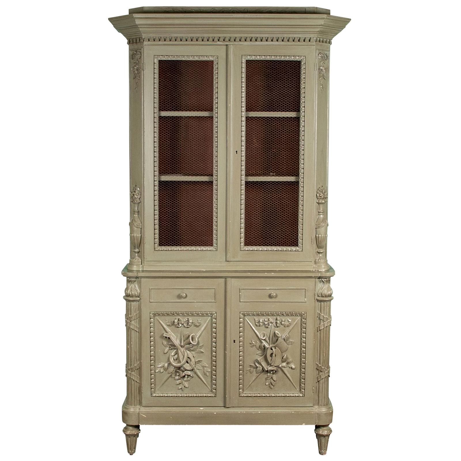 Charming French Style Carved and Painted Cabinet For Sale at 1stDibs