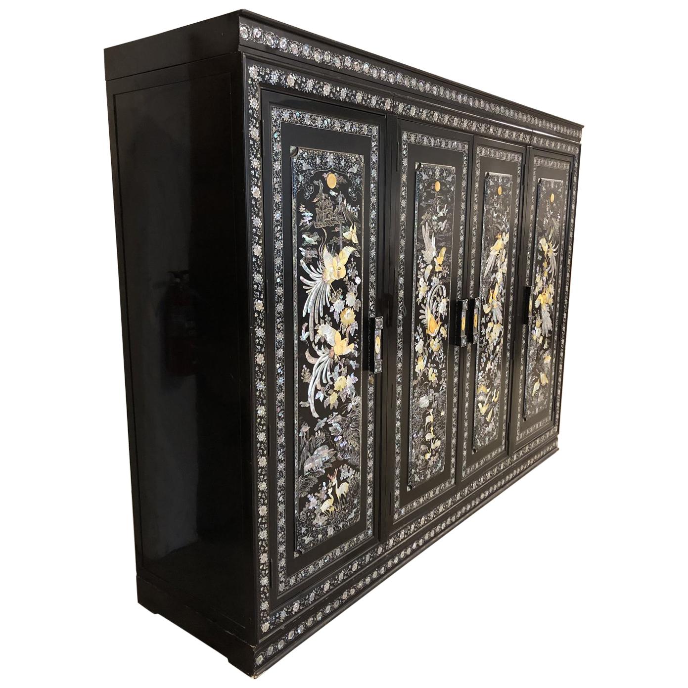 Large Modular Asian Mother of Pearl Armoire For Sale at 1stDibs ...