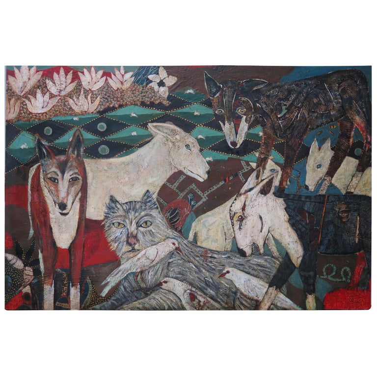 Terry Turrell Painting on Wood Run Rabbit Run at 1stDibs