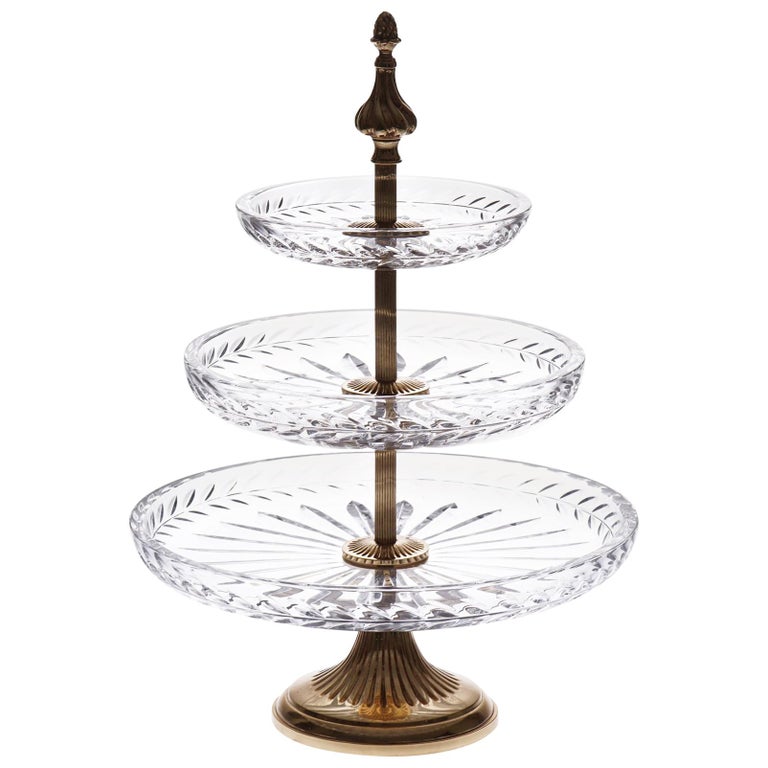 Crystal Display 3 Plates with Bronze Gold Platted For Sale at 1stDibs