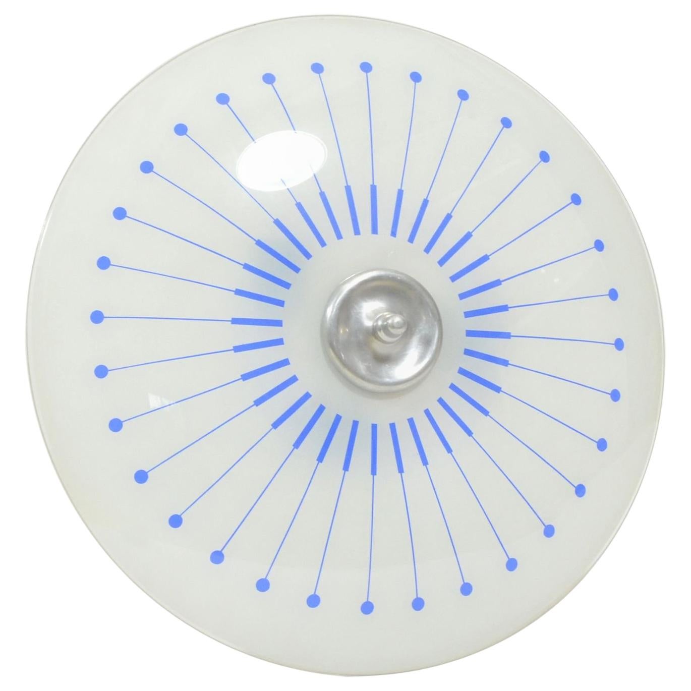 Brussels Era Glass Plate Light, Blue Decor, circa 1960 For Sale at 1stDibs