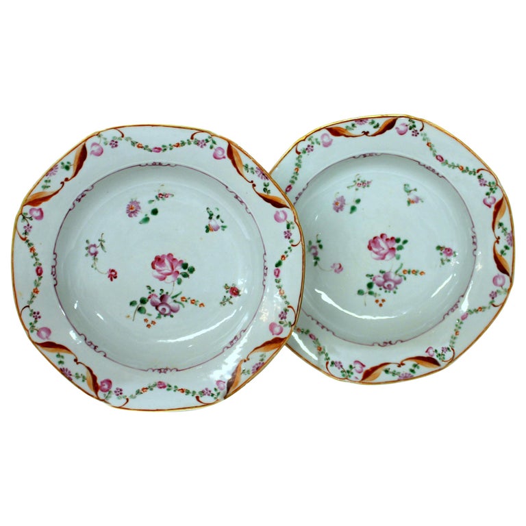 Pair of Antique English Late 18th Century "Lowestoft" Porcelain Soup ...