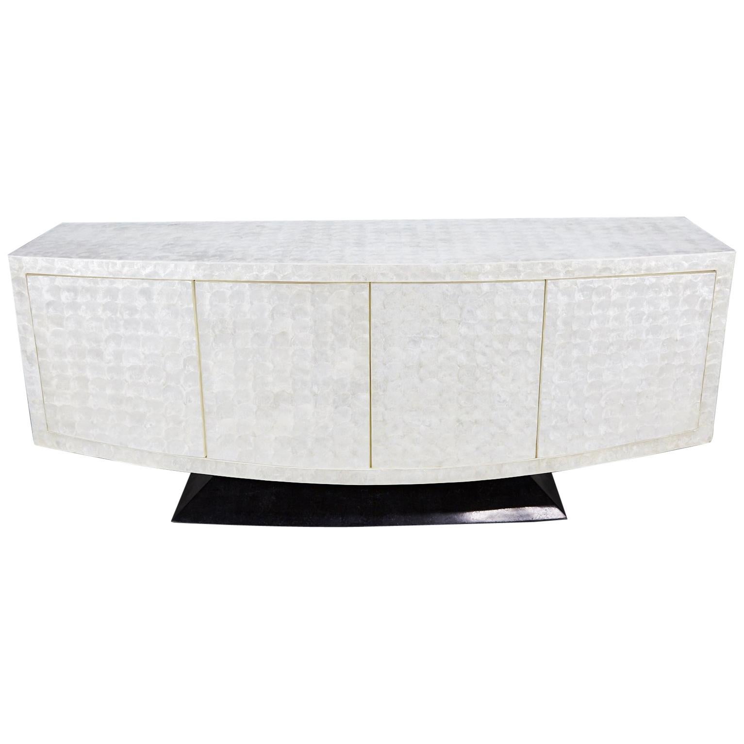 "Lounge" Buffet in White Capiz Shell and Black Tessellated Stone, 1990s ...