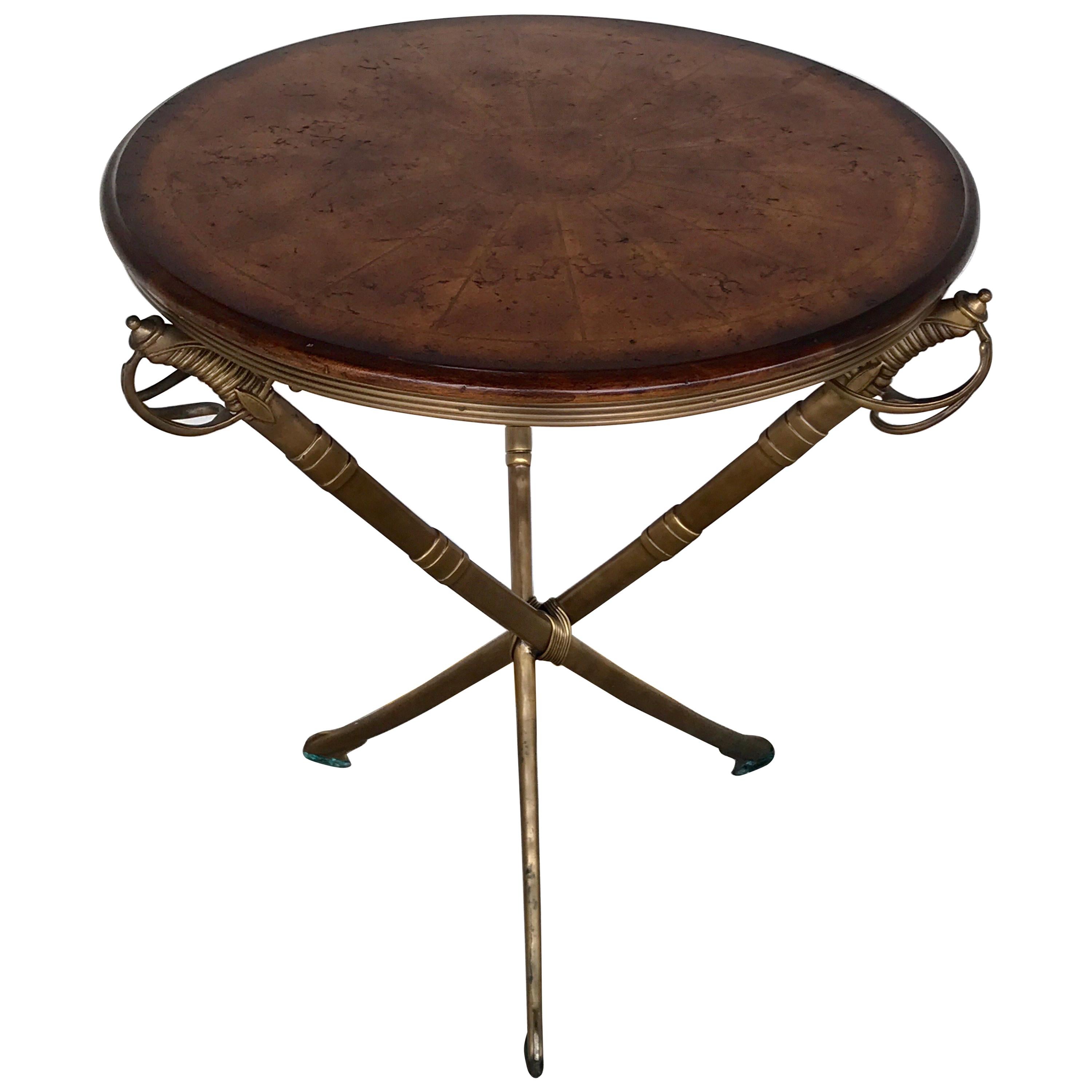 Napoleon III Style Gilt Metal Sword Motif Burlwood Side Table For Sale ...