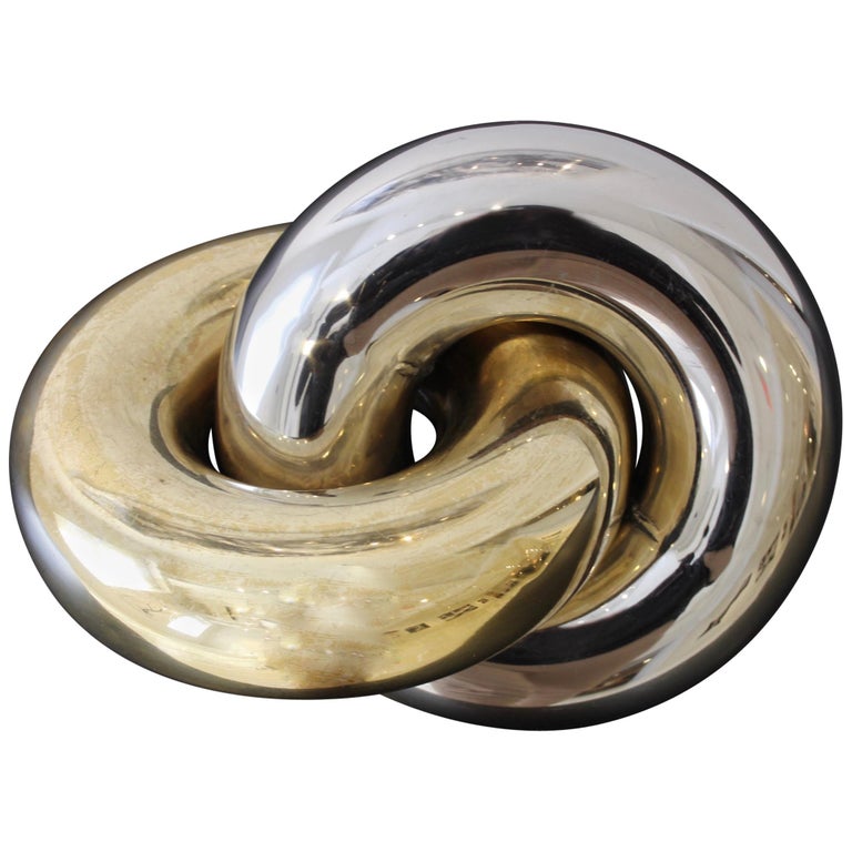 Brass and Chrome Interlocking Table Sculpture at 1stDibs