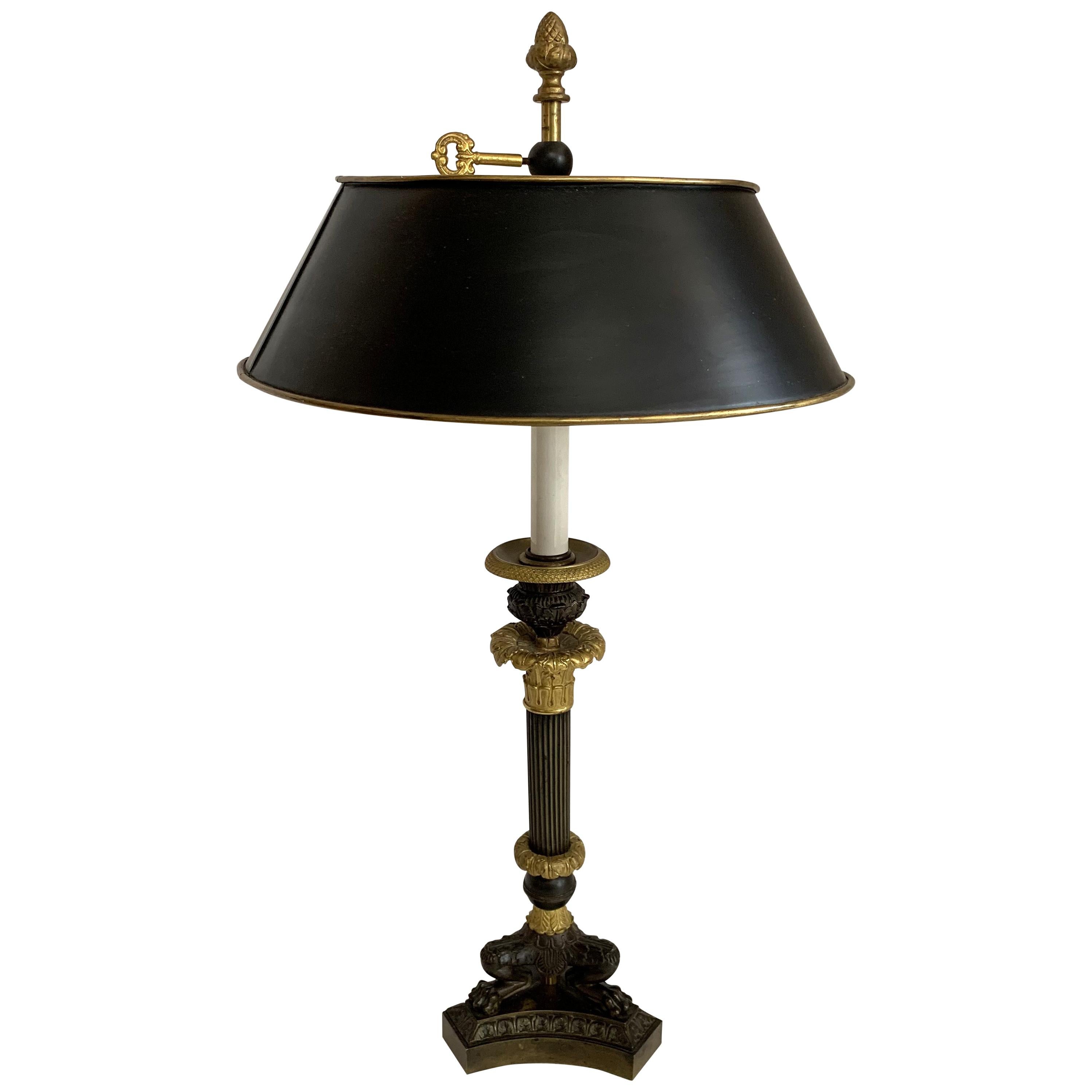 Wonderful French Empire Bronze Black Tole Bouillotte Candlestick Two ...