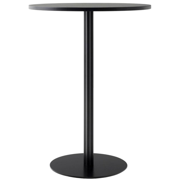 Harbour Column Bar Table, 32" Table Top in Black Painted Oak Veneer For ...